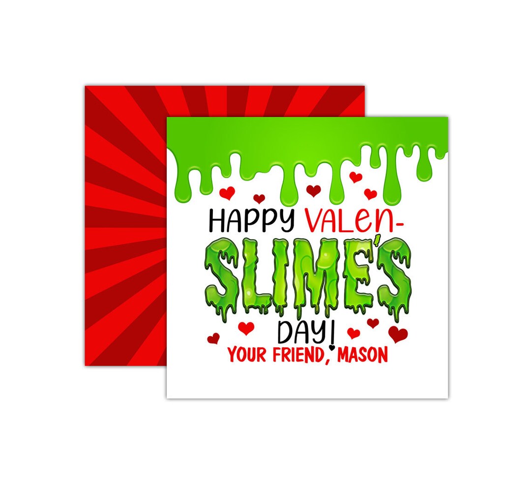 Personalized Valentines Day Tags, Slime Valentine Cards, Slime ...