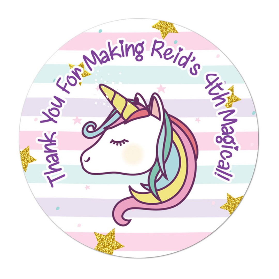 Personalized Unicorn Stickers, Unicorn Birthday Party, Unicorn Party ...