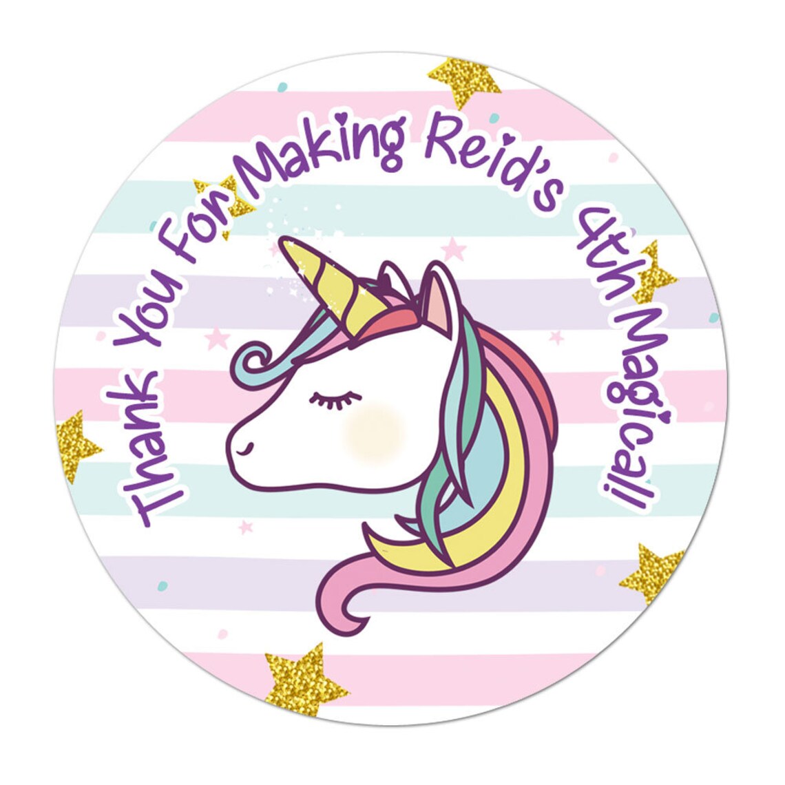 Personalized Unicorn Stickers, Unicorn Birthday Party, Unicorn Party ...