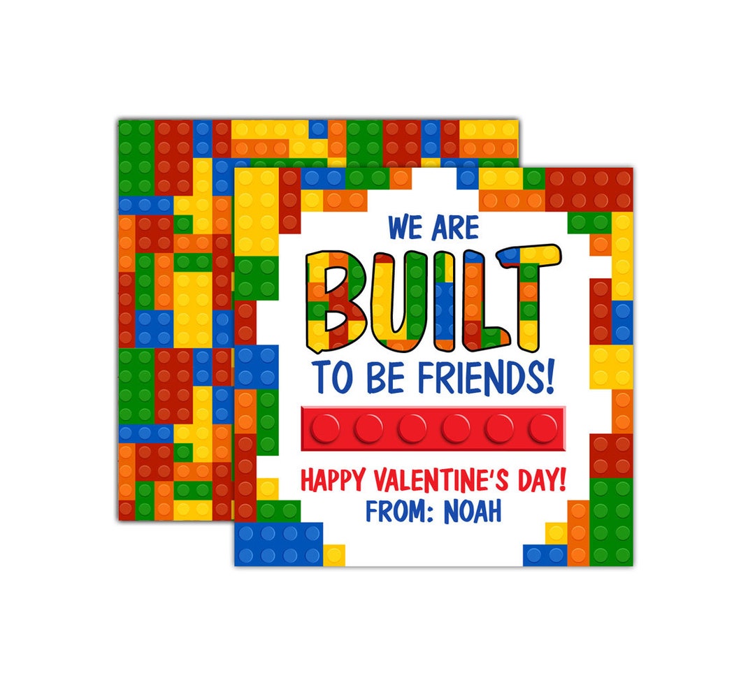 Personalized Valentines Day Tags, Building Blocks Valentine Cards ...