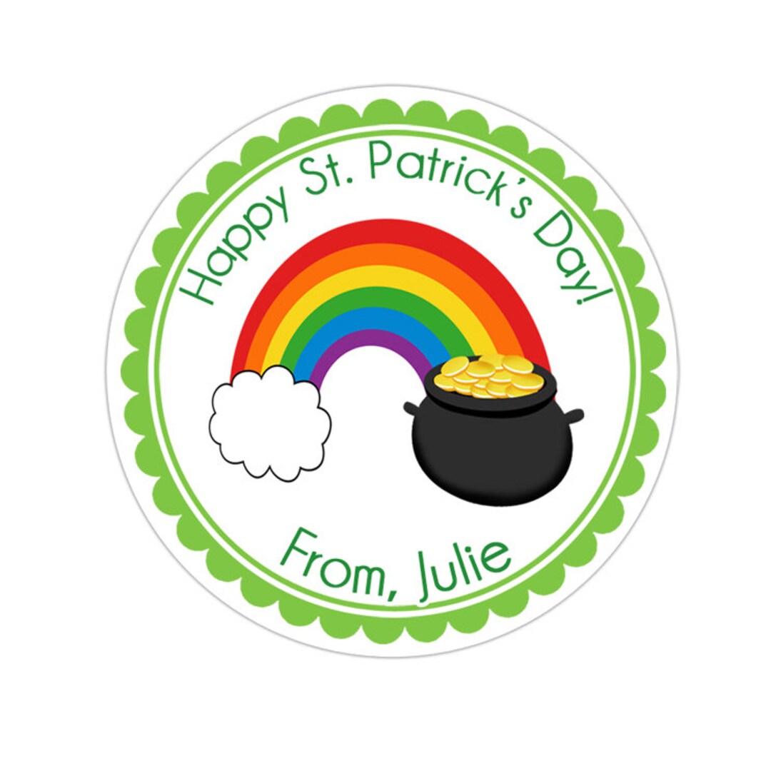 St Patricks Day Stickers, Personalized Pot of Gold St Patricks Day ...
