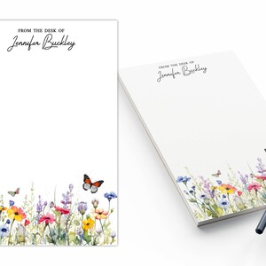 Wildflower Personalized Notepad, Custom Notepad, Professional Notepad With Name, Office Notepad ...