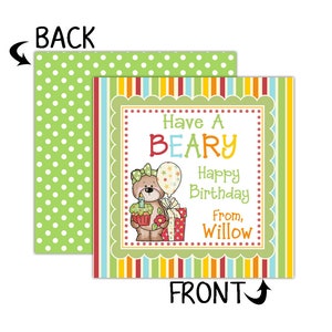 Personalized Teddy Bear Gift Tag, Beary Special Birthday Gift Tags ...