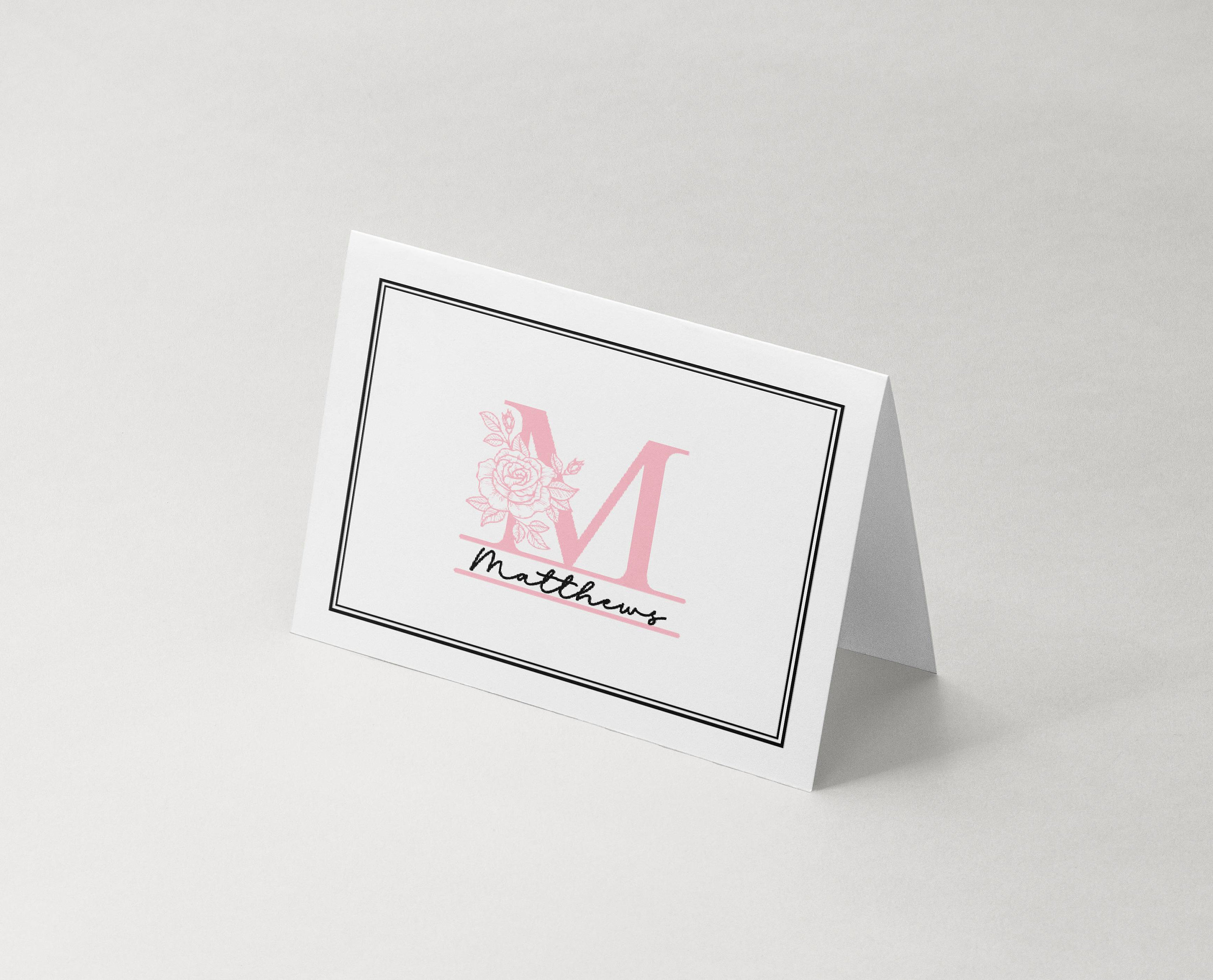 Personalized Monogram Stationery Set for Women, Elegant Rose Monogram ...