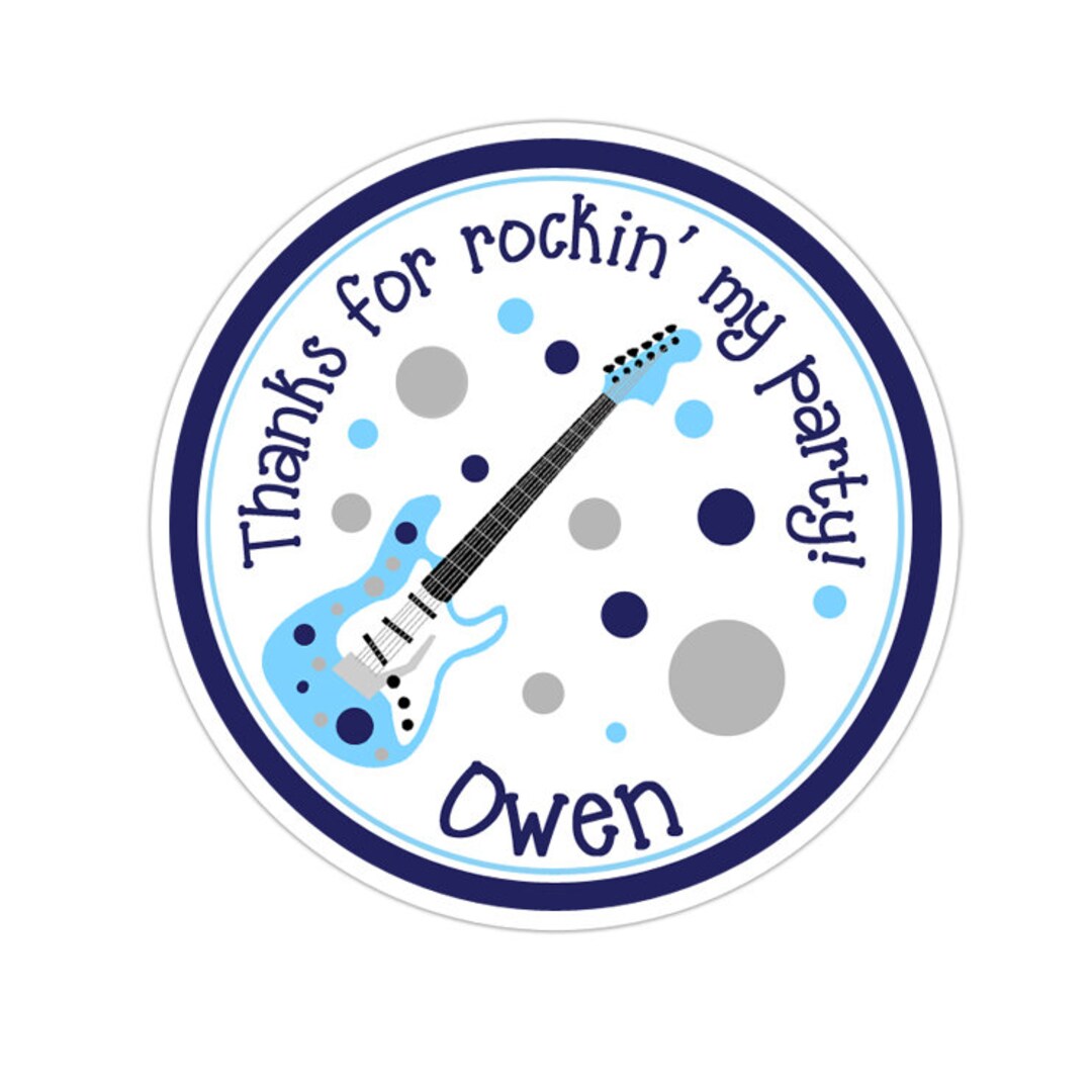 Guitar Stickers, Rock Star Birthday Party, Guitar Party Stickers ...