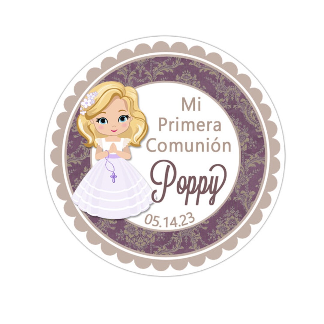 Personalized Communion Stickers, My First Communion, Mi Primera ...