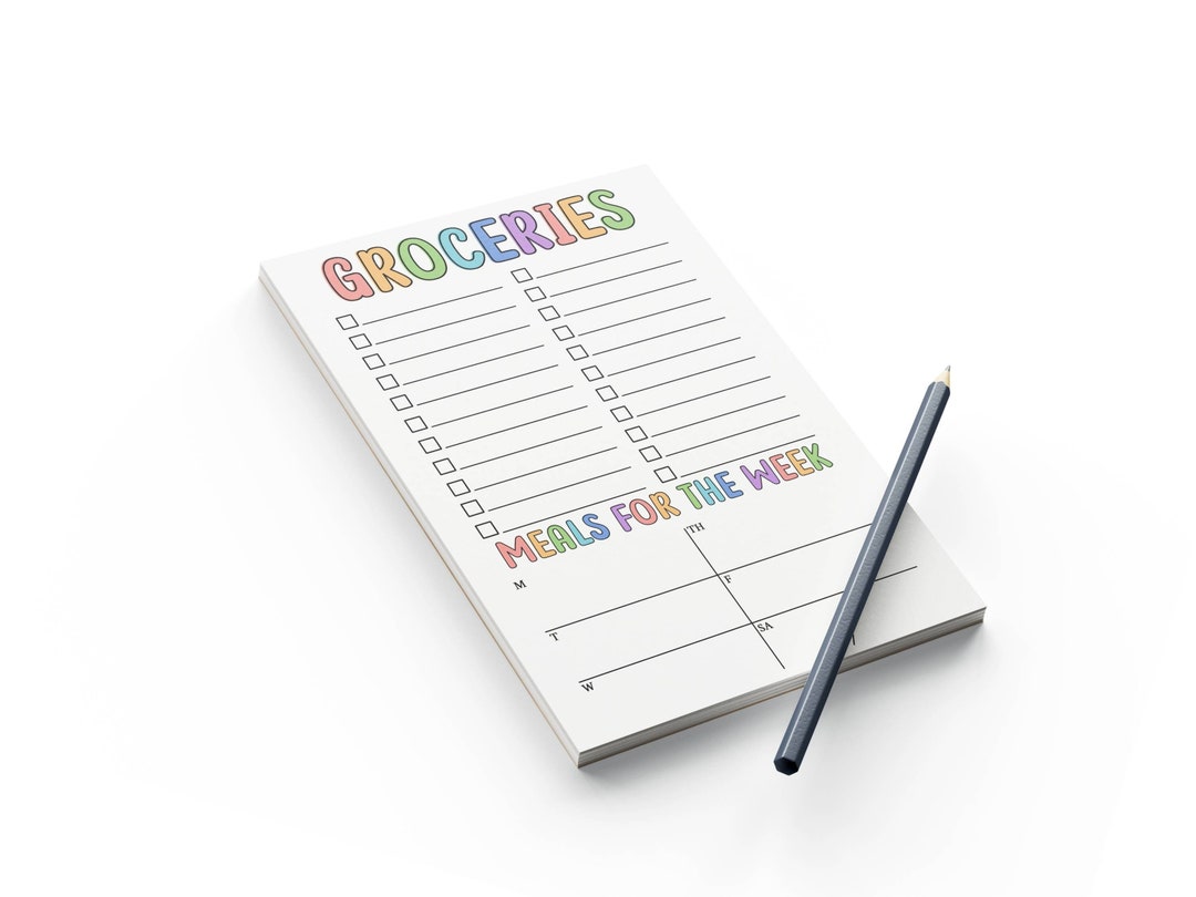 Grocery List Notepad, Grocery Notepad, Shopping List Notepad, Meal Plan ...