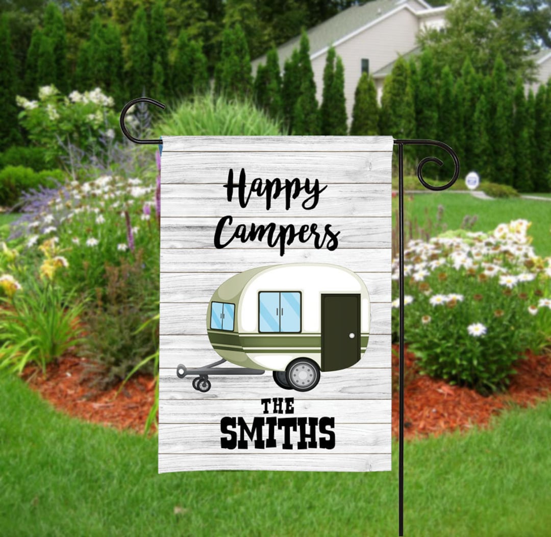 Personalized Camping Flag, Camper Flag, Campsite Flag, Happy Camper ...
