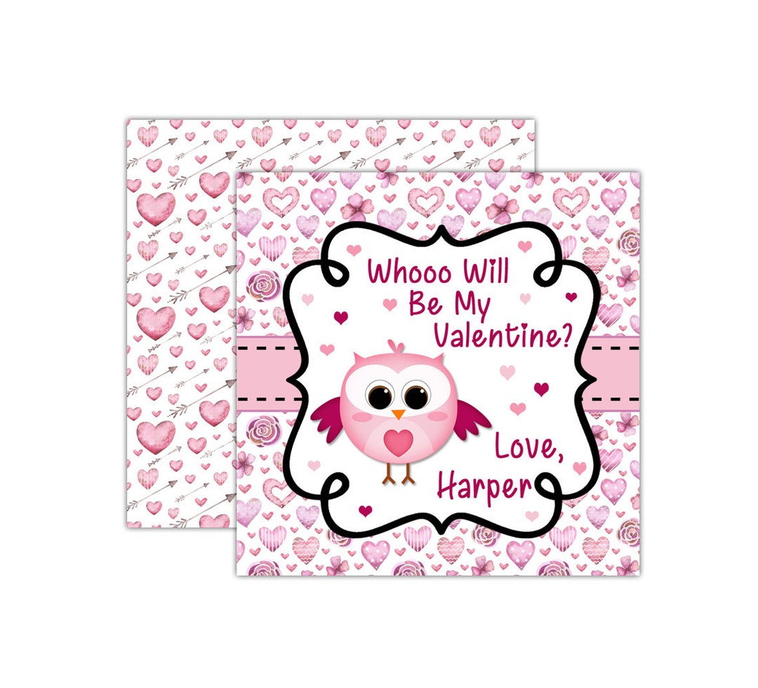 Personalized Valentines Day Tags, Owl Valentine Cards, Owl Valentine ...