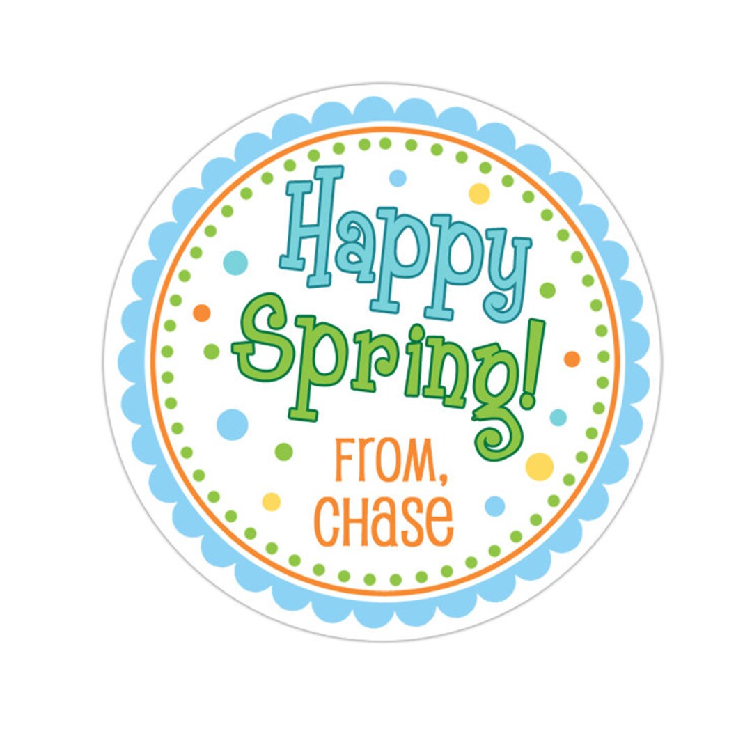 Happy Spring Stickers, Stickers personalizados azules y verdes de Happy ...