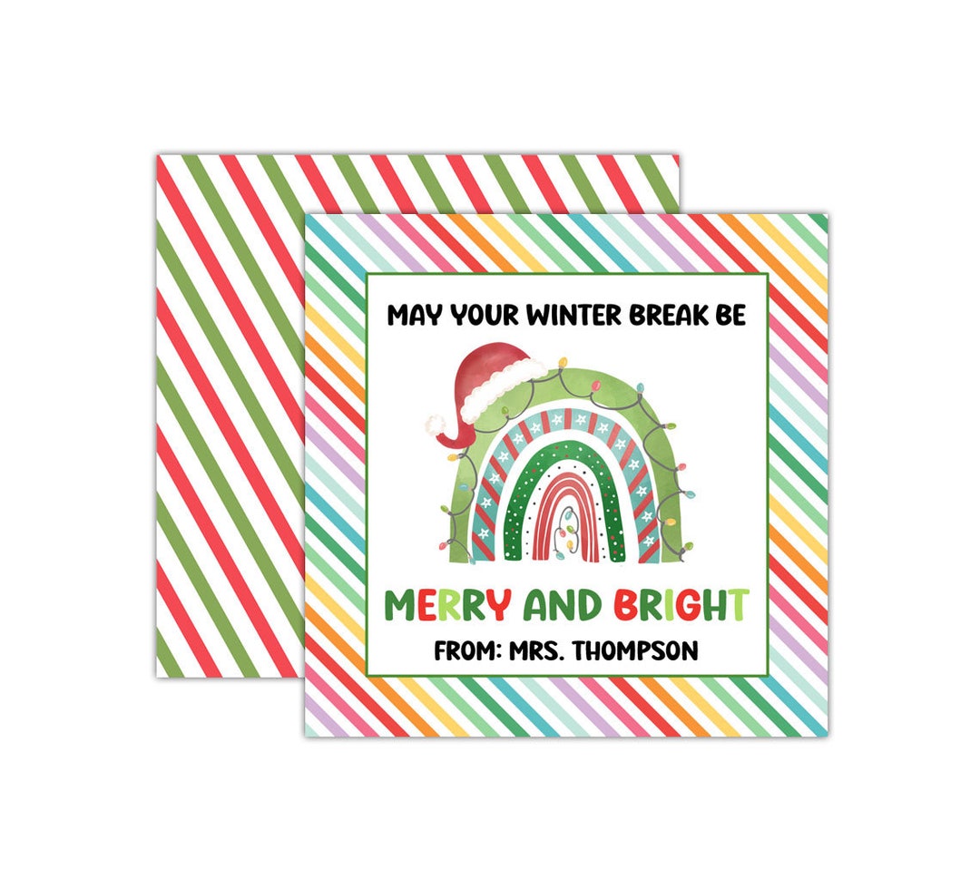 Personalized Christmas Gift Tags, Teacher Holiday Gift Tags, Merry and ...