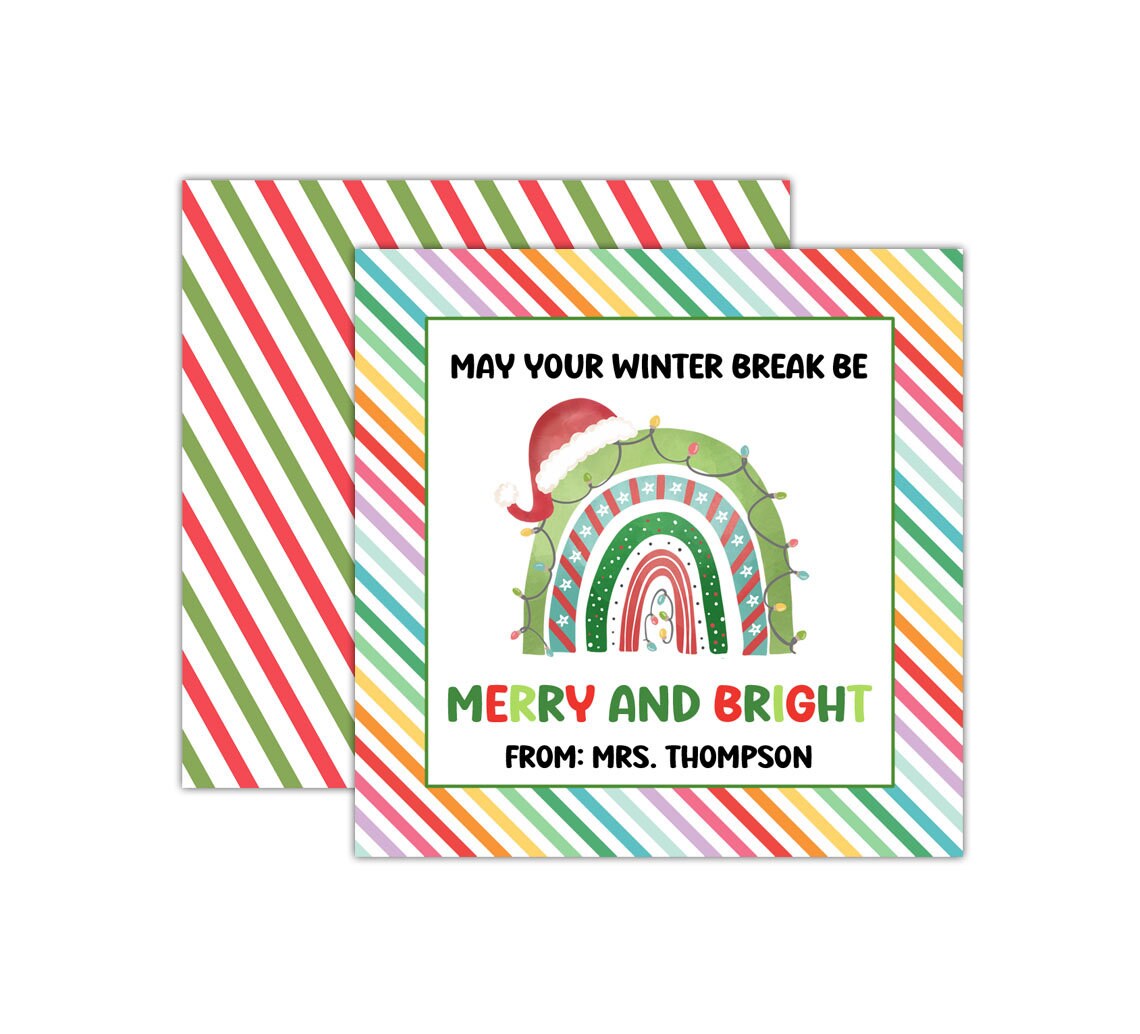 Personalized Christmas Gift Tags, Teacher Holiday Gift Tags, Merry and ...
