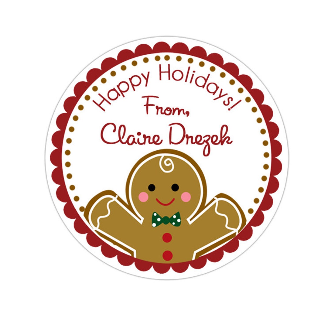 Personalized Christmas Stickers, Gingerbread Man Too Christmas Gift ...
