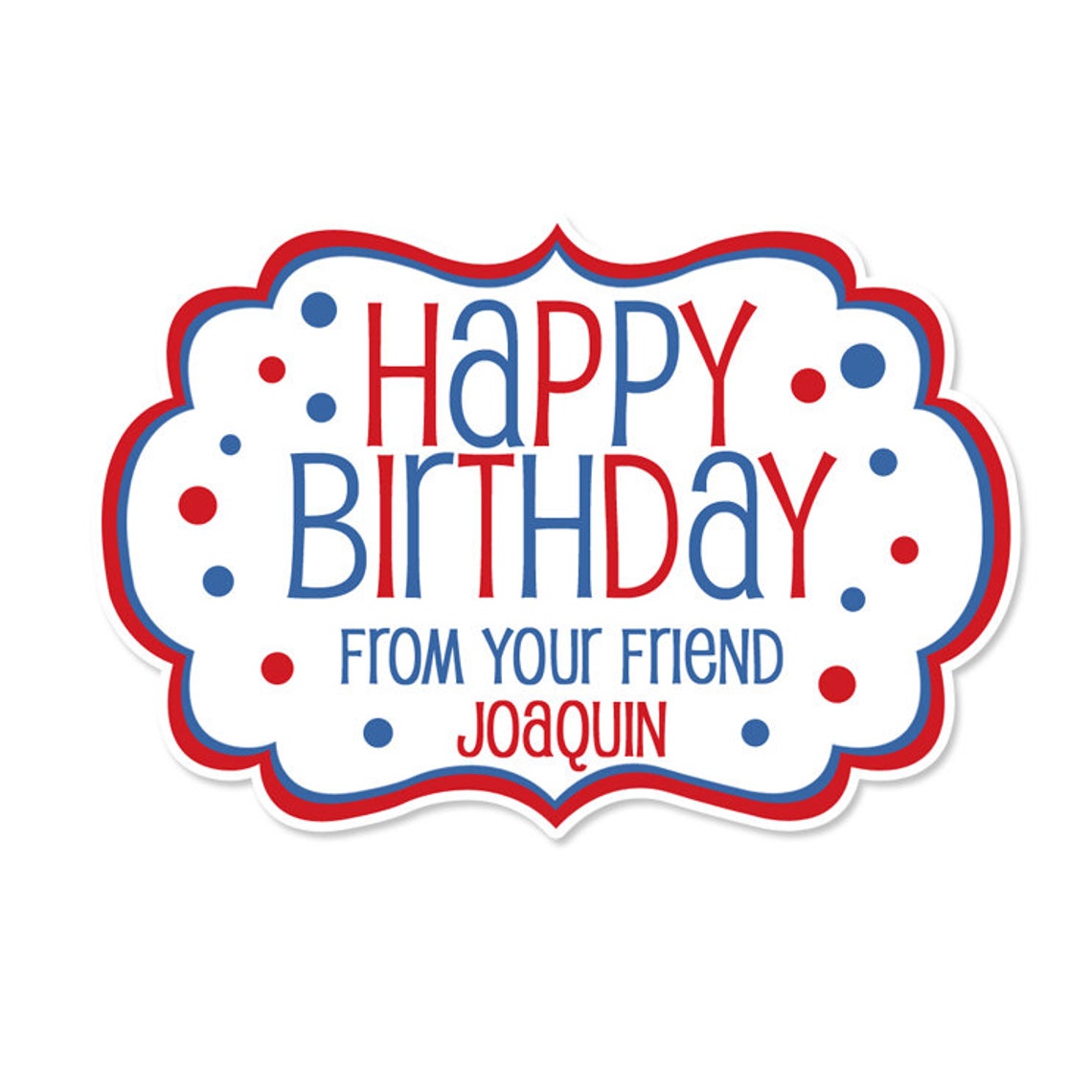 Personalized Happy Birthday Gift Stickers Fancy Frame Shaped | Etsy