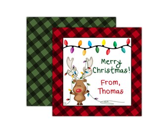 Personalized Christmas Gift Tags Cute Reindeer MINI Cards Xmas ...