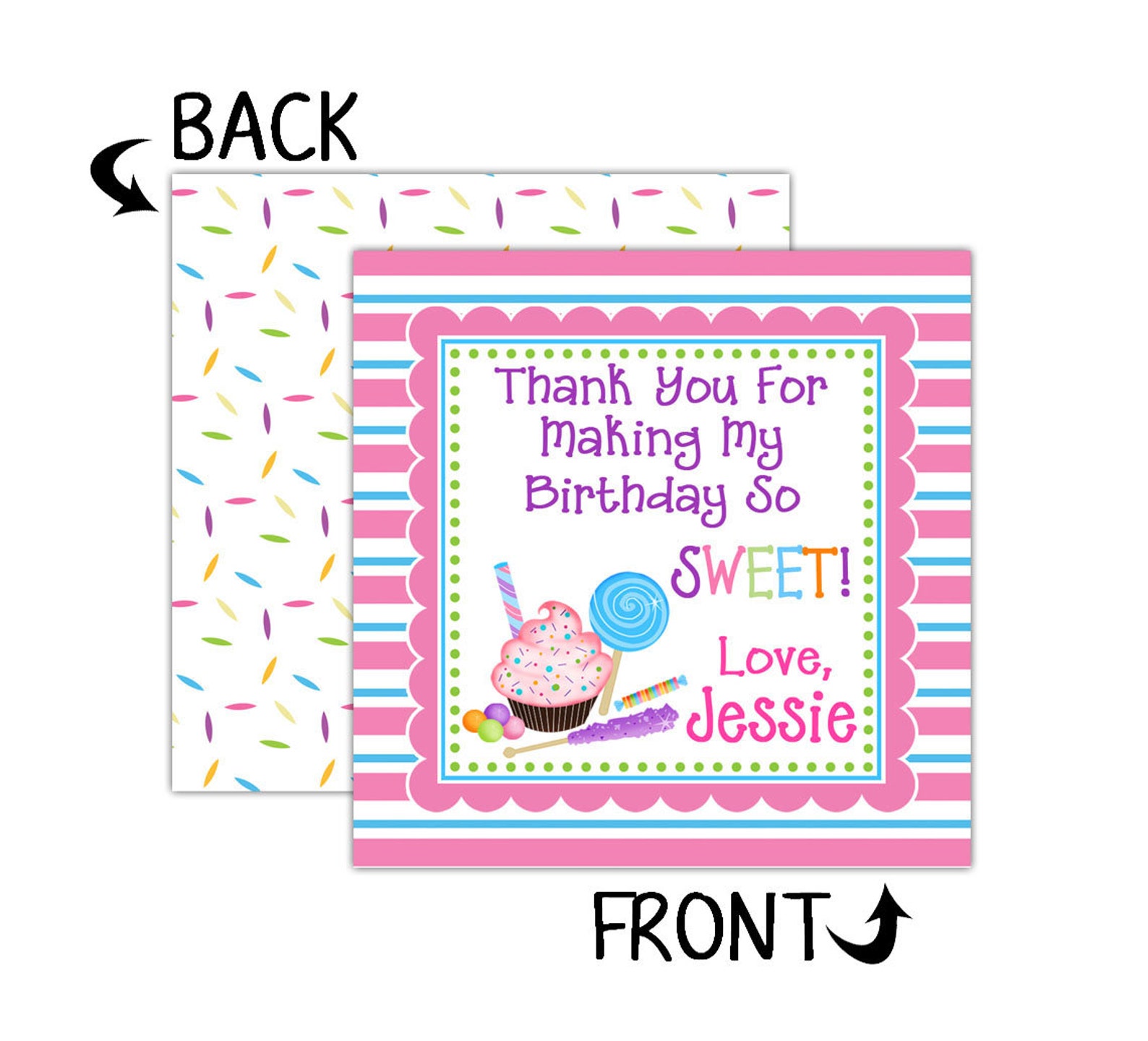Personalized Sweet Shoppe Favor Tags, Candy Birthday Favor Tags ...