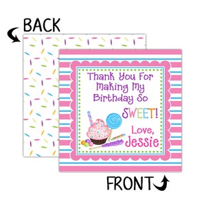 Personalized Sweet Shoppe Favor Tags, Candy Birthday Favor Tags ...