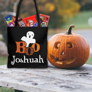 Personalized Halloween Boo Ghost Trick or Treat Bag, Kids Halloween ...
