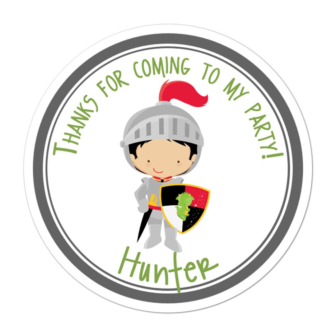 Knight Stickers, Knight Birthday Stickers, Knight Party, Personalized ...