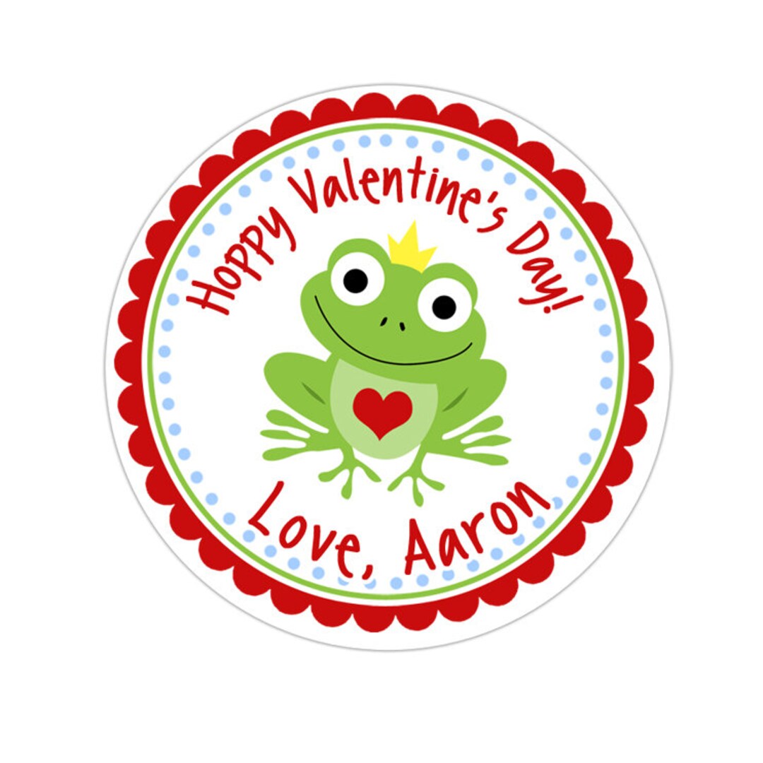 Valentines Day Stickers, Personalized Frog Valentines Stickers ...