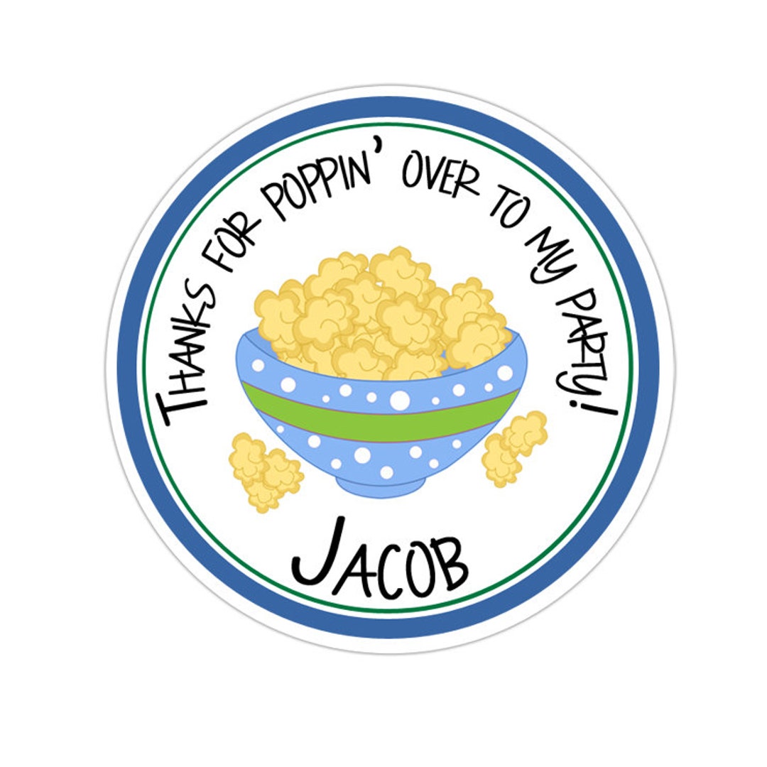 Popcorn Stickers, Movie Birthday Party, Movie Party Stickers ...