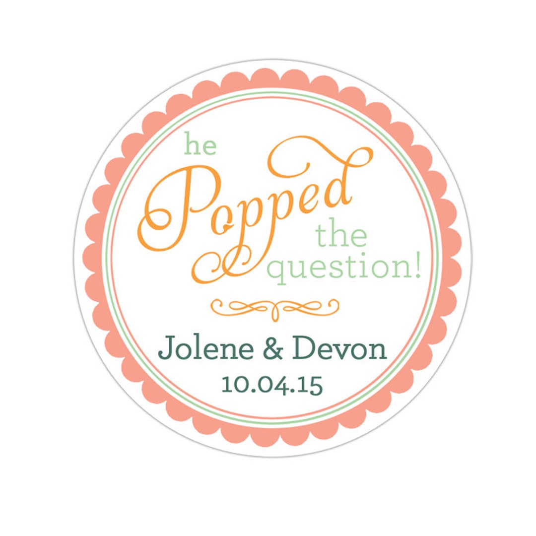 He Popped the Question Personalized Wedding Favor Stickers, Popcorn ...