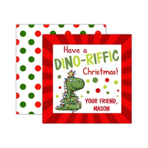 Personalized Christmas Gift Tags, Holiday Gift Tags, Dinosaur Gift Tags ...