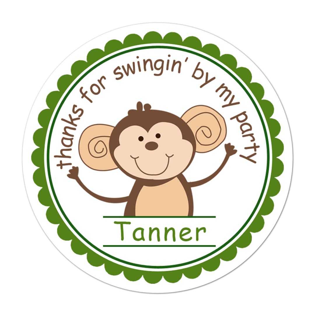 Monkey Stickers, Monkey Birthday Party, Monkey Party Stickers ...