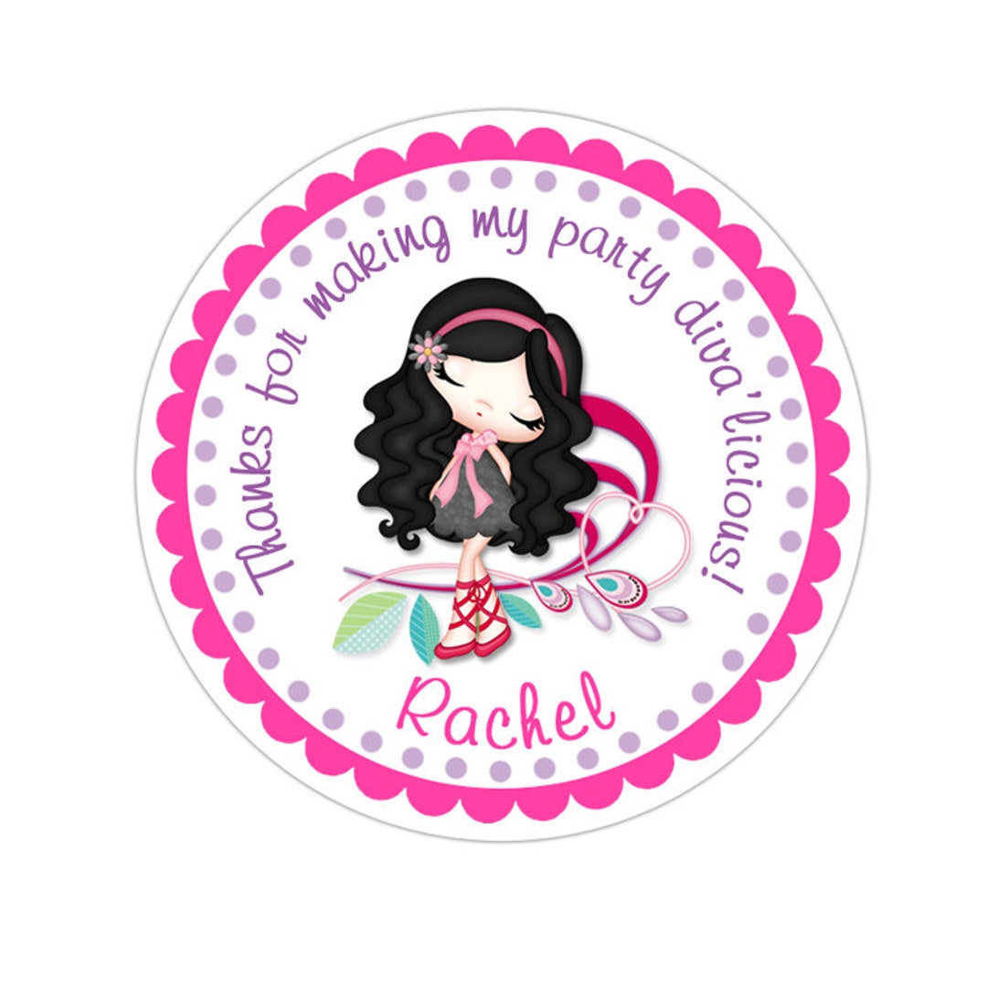 Diva Stickers, Diva Birthday Party, Diva Party Stickers, Personalized ...