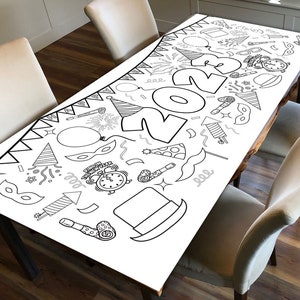 Happy New Year Coloring Banner, Happy New Year Poster, New Year ...