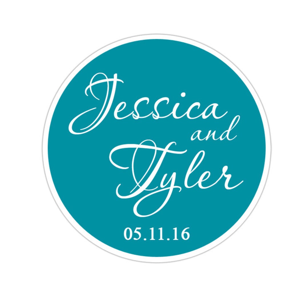 Bride and Groom Names Personalized Wedding Favor Stickers, Thank You ...