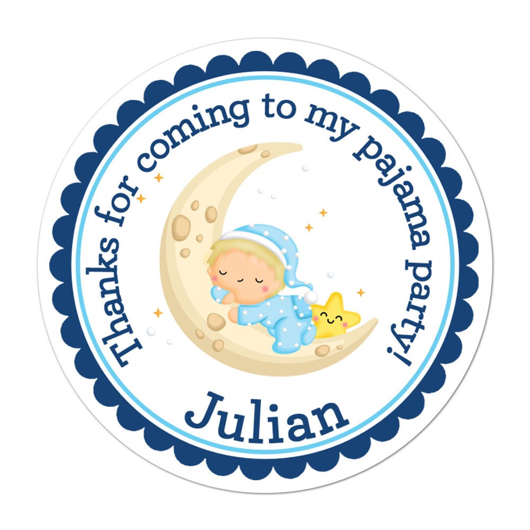 Pajama Party Stickers, Pajamas Birthday Party, Personalized Birthday ...