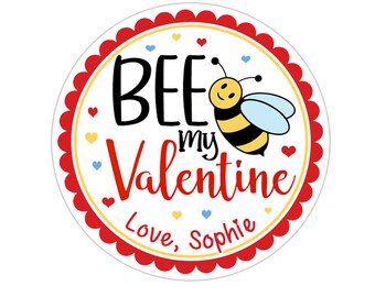 Customized Valentines Day Stickers Honey Bee Mine Pink Favor Labels ...