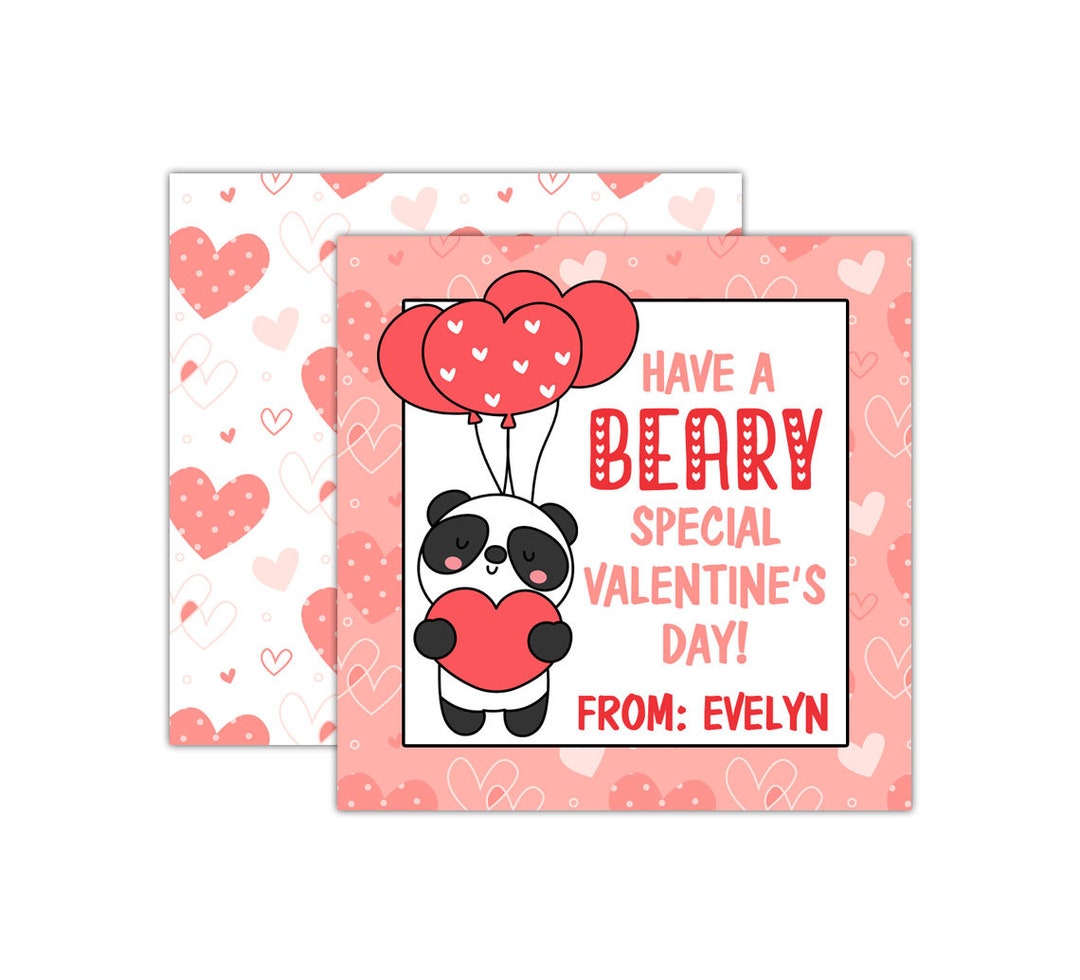 Personalized Valentines Day Tags, Beary Special Valentine Cards, Panda ...