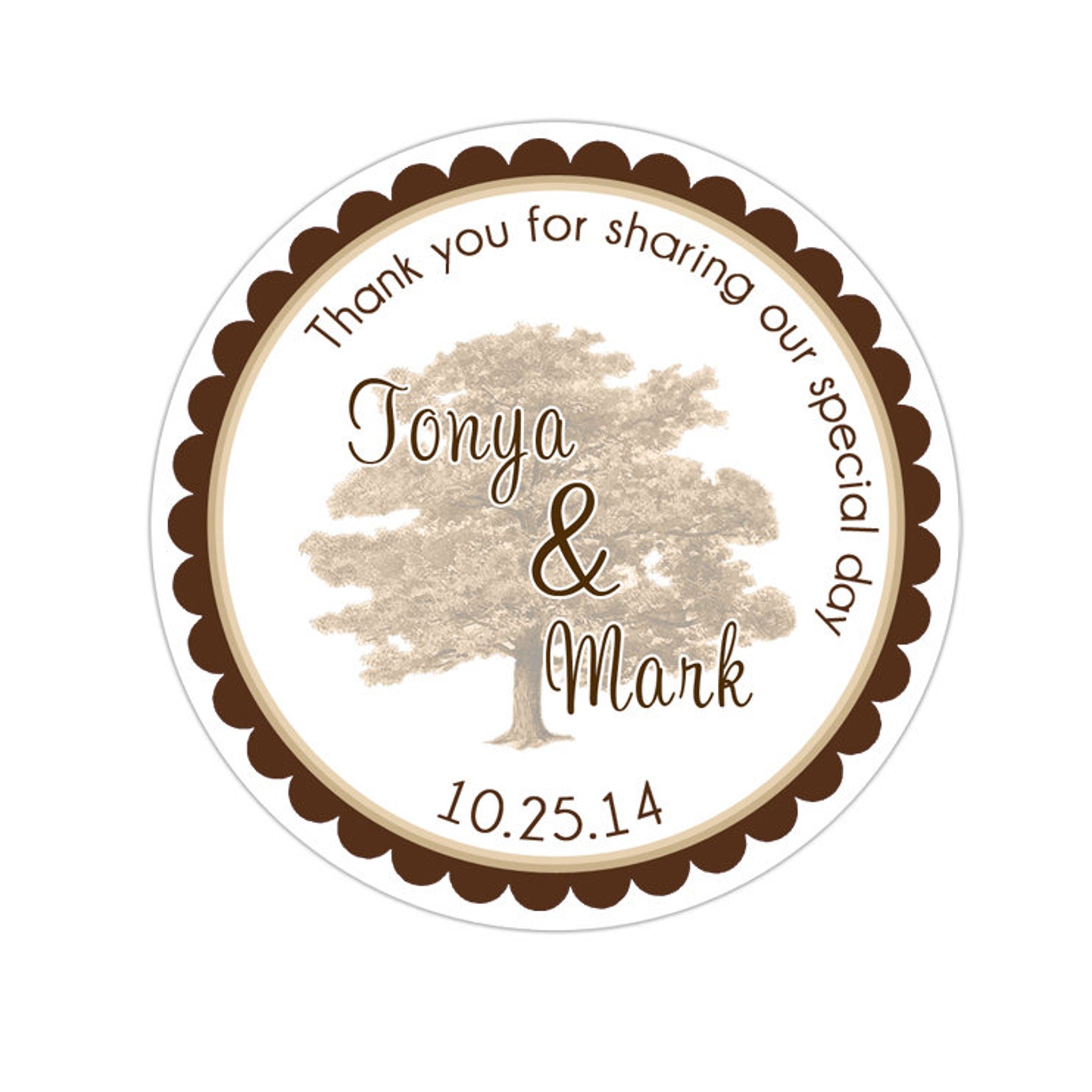 Oak Tree Personalized Wedding Favor Stickers Thank You - Etsy