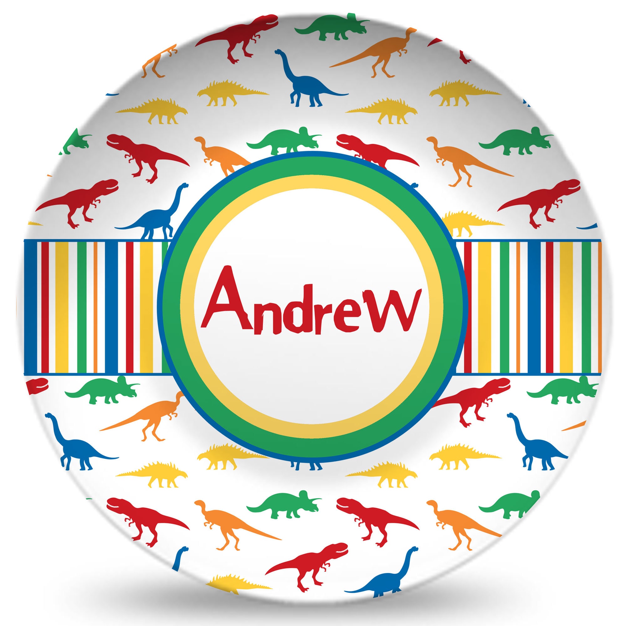 Kids Personalized Plate Set, Personalized Dinnerware Set, Dinosaur ...