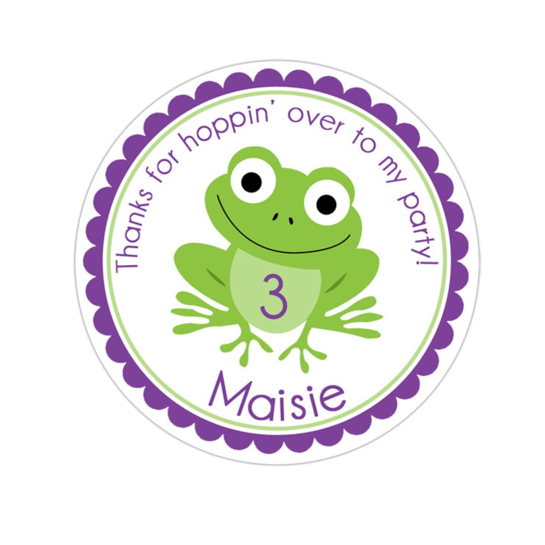 Frog Stickers, Frog Birthday Party, Frog Party Stickers, Personalized ...
