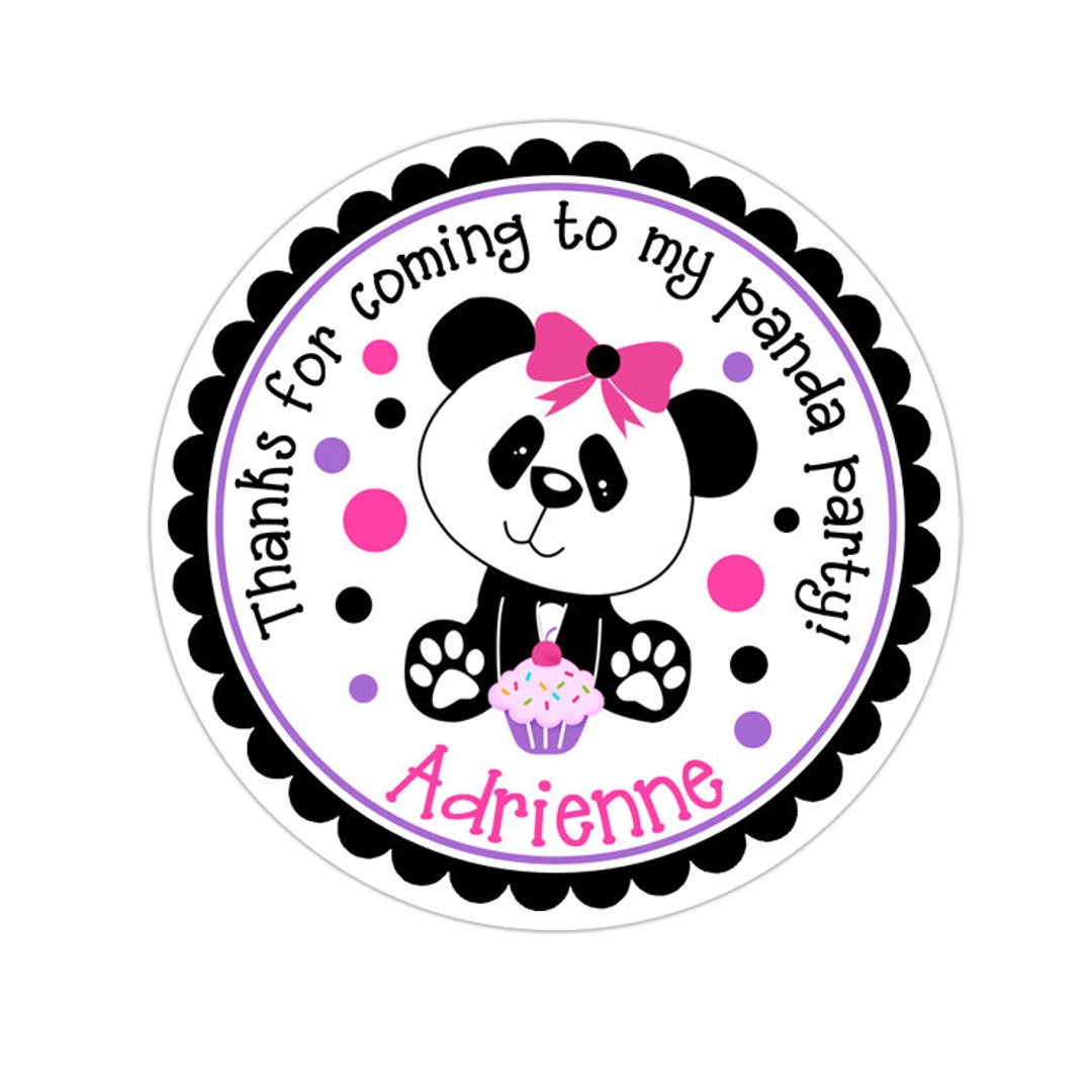 Cupcake Panda Bear Stickers, Panda Bear Birthday Party, Panda Bear ...