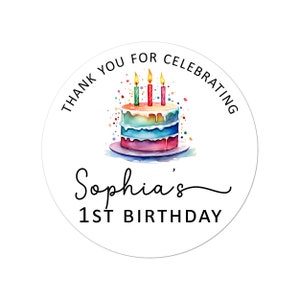 Birthday Party Favor Stickers, Happy Birthday Labels, Custom Birthday ...