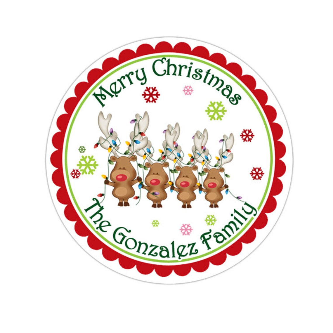Personalized Christmas Stickers Reindeer Family Christmas - Etsy