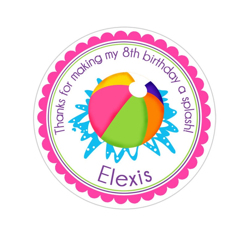 Beachball Stickers, Pool Party Birthday Party, Pool Party Stickers ...
