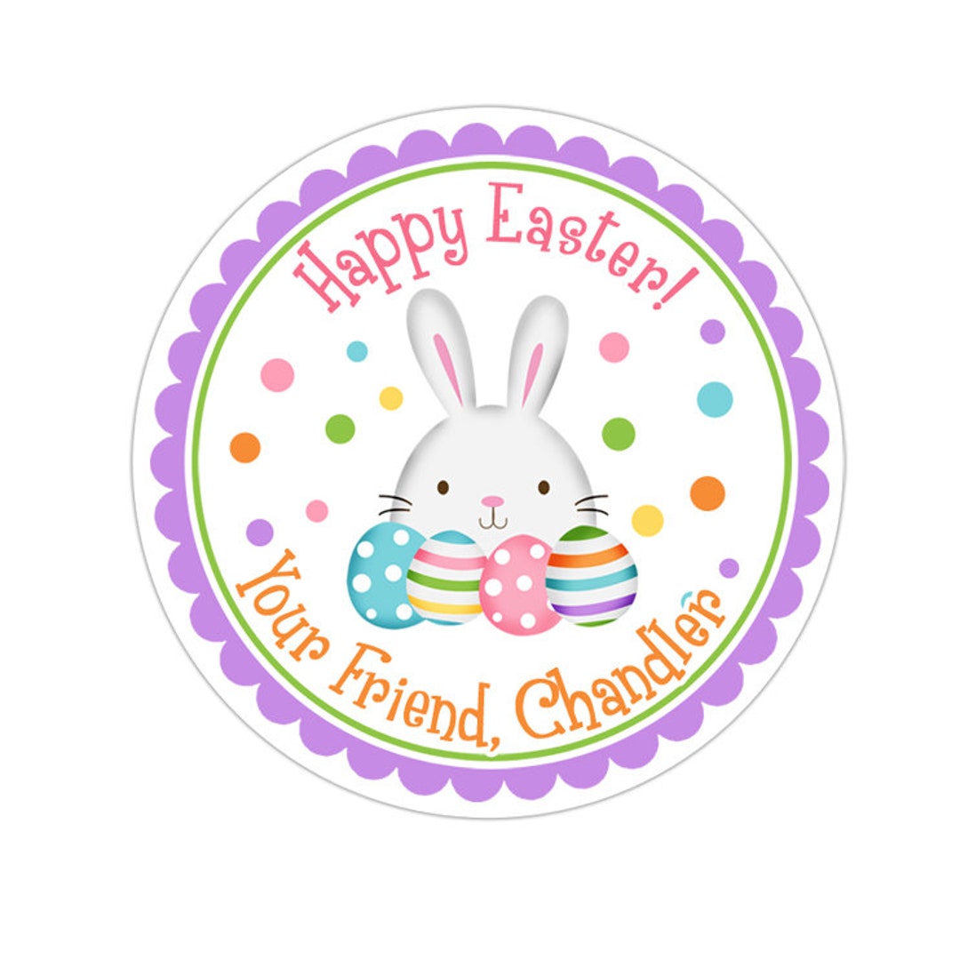 Happy Easter Stickers, Personalized Easter Bunny With Eggs Easter ...