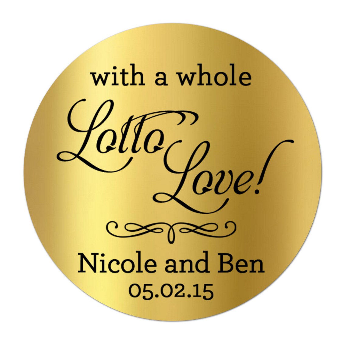 Personalized Gold Foil Lotto Love Wedding Favor Stickers, Gold Foil ...