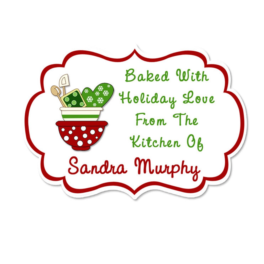 Personalized Holiday Mixing Bowls Stickers, Christmas Gift Stickers ...