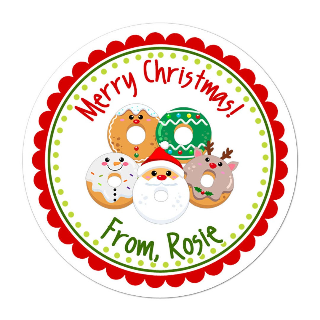 Personalized Christmas Stickers, Christmas Donut Gift Stickers, Baking ...