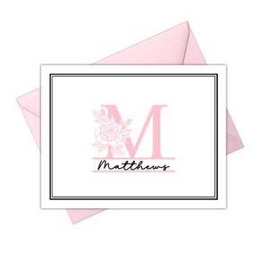 Personalized Monogram Stationery Set for Women, Elegant Rose Monogram ...