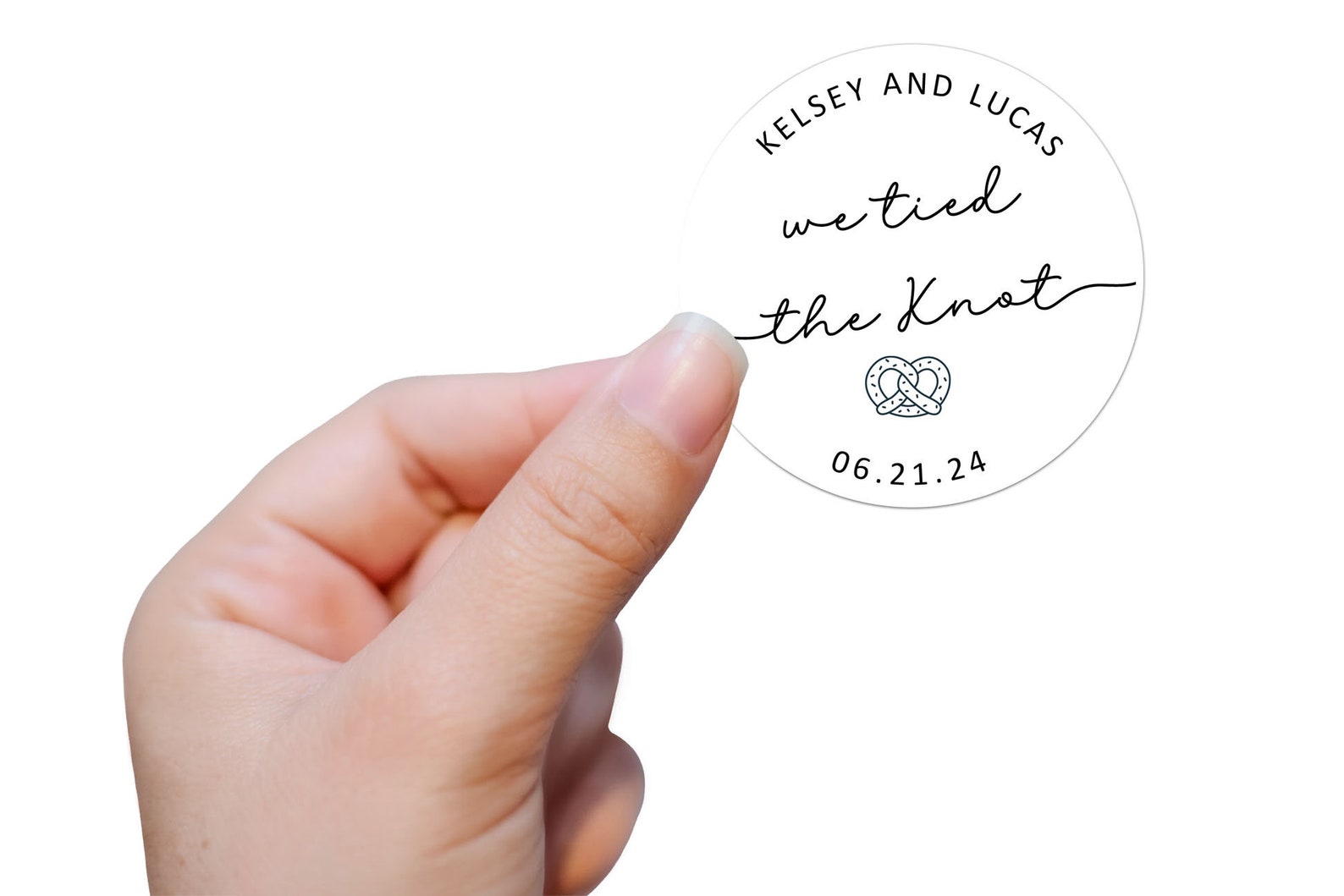 We Tied the Knot Labels, Tied the Knot Stickers, Pretzel Favor Labels ...