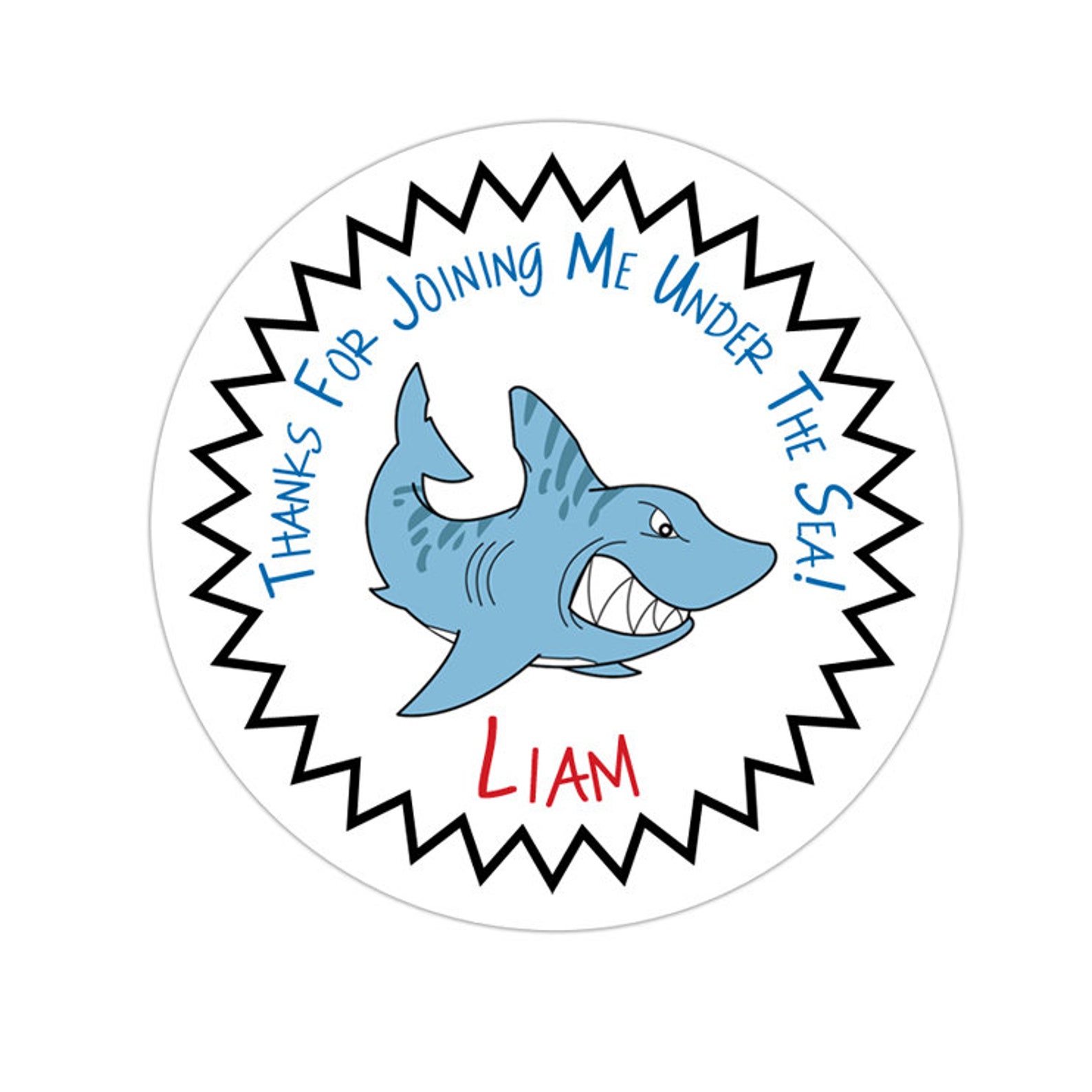 Shark Stickers, Shark Birthday Party, Shark Party Stickers ...