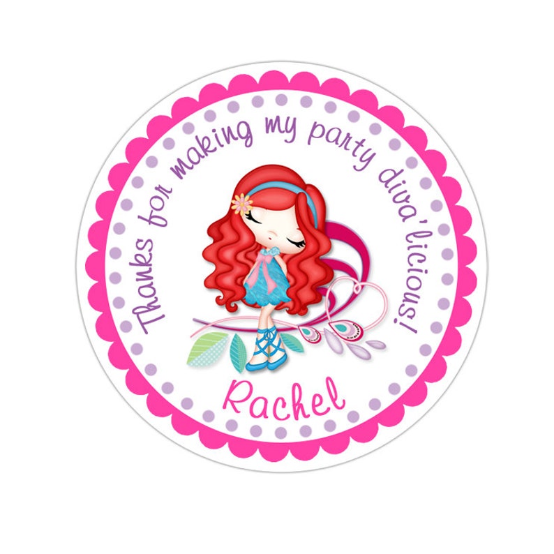 Diva Stickers, Diva Birthday Party, Diva Party Stickers, Personalized ...