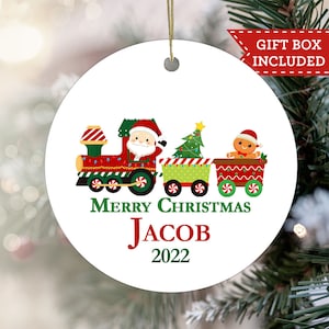 Personalized Train Ornament, Train Christmas Ornament, Kids Train Ornament, Kids Stocking ...